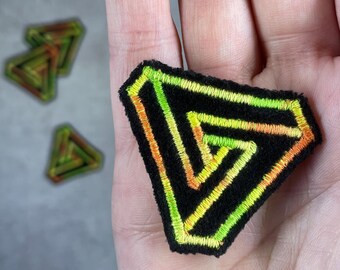 Mini Penrose Triangle Velvet Patch | Optical Illusion Art | Iron-on ...