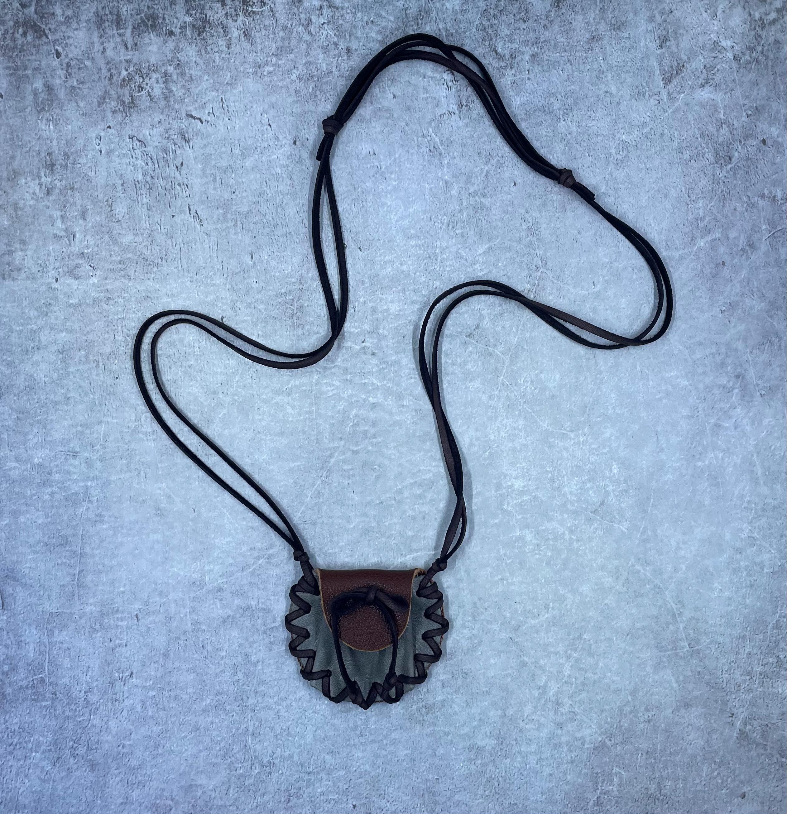 Leather Medicine Pouch Necklace | Crystal Carrier for Protection ...