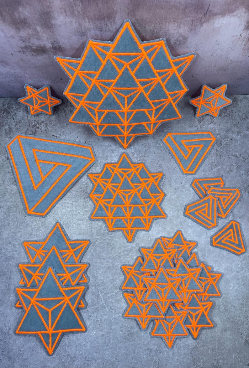 Optical Illusion Penrose Triangle Iron on Patch: Icy Blue Velvet With ...