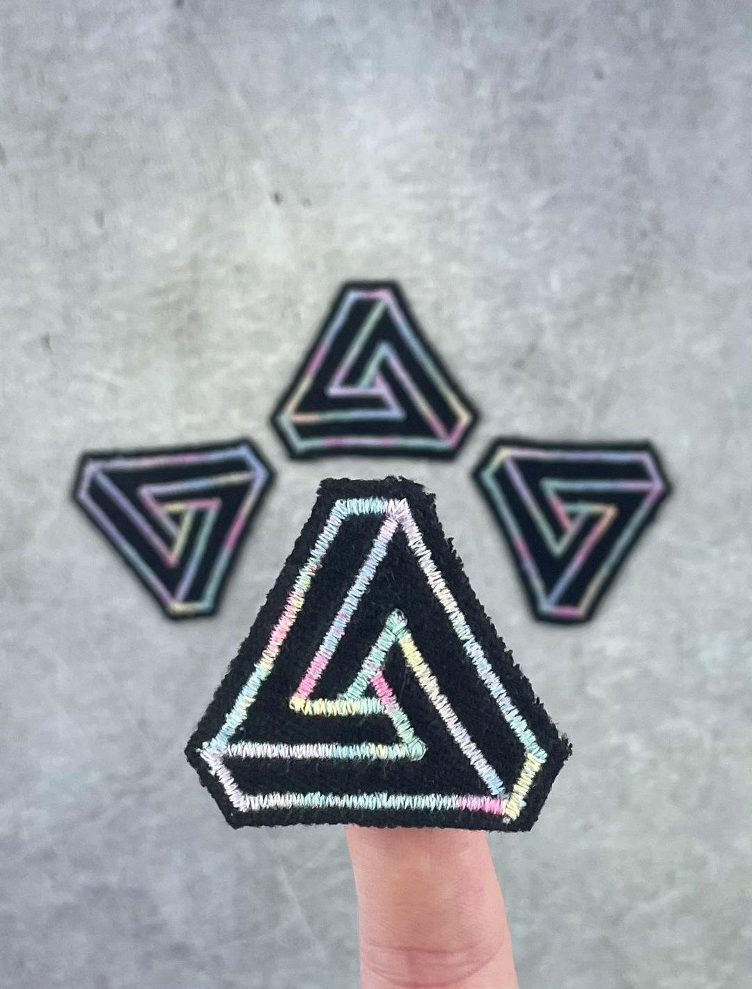 Mini Penrose Triangle Optical Illusion Iron on Patch: Midnight Black ...