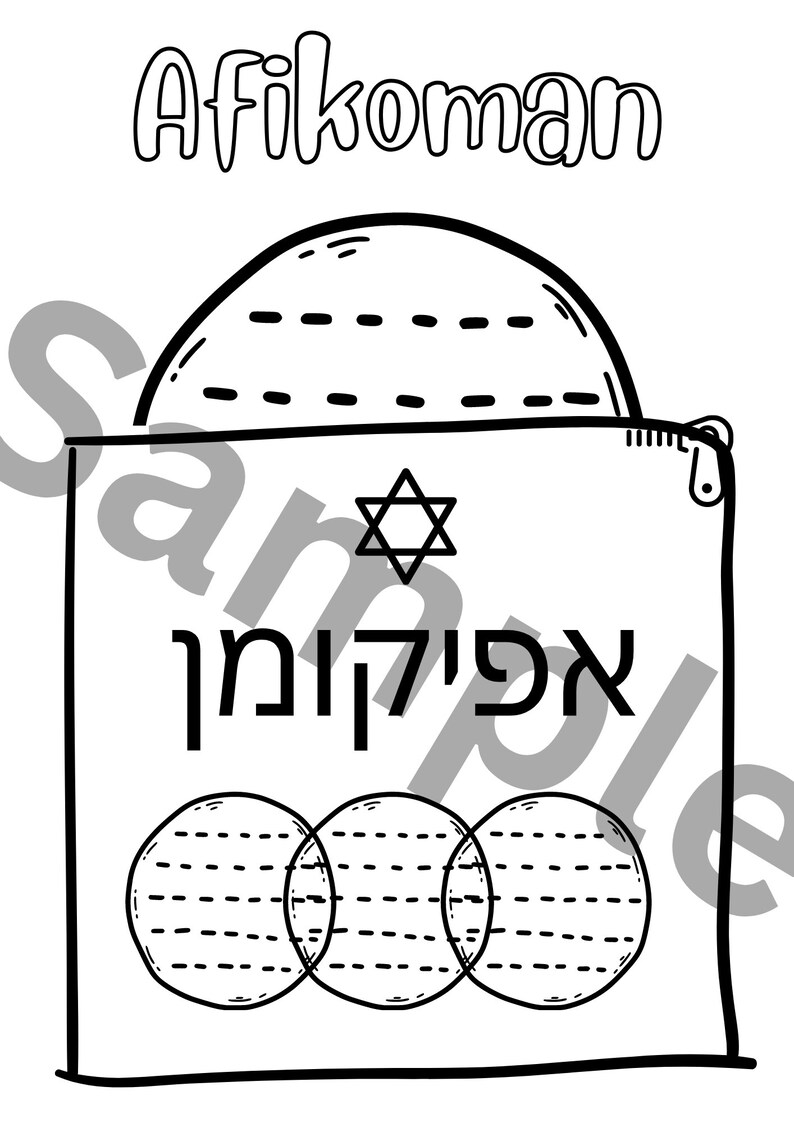 Passover Coloring Book for Kids Printable Seder Matzah Symbols Haggadah ...