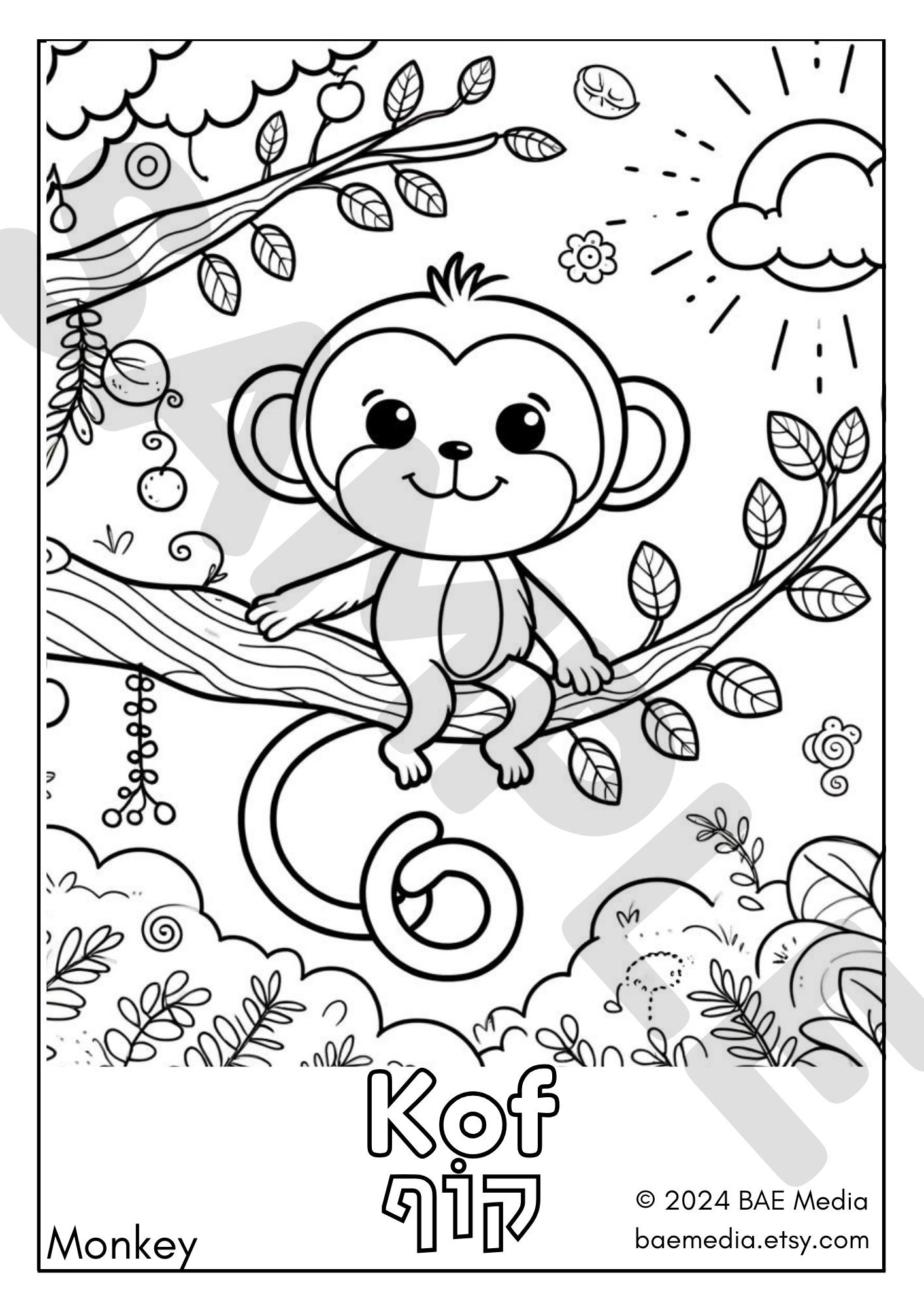 Hebrew Animal Coloring Book – Learn Hebrew, 70+ Pages (digital Download ...