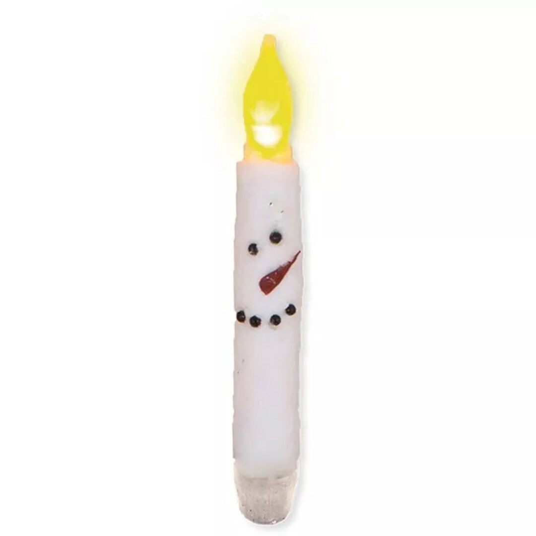 Primitive White Snowman Timer Taper LED Candle Chunky 6.5 Tall - Etsy