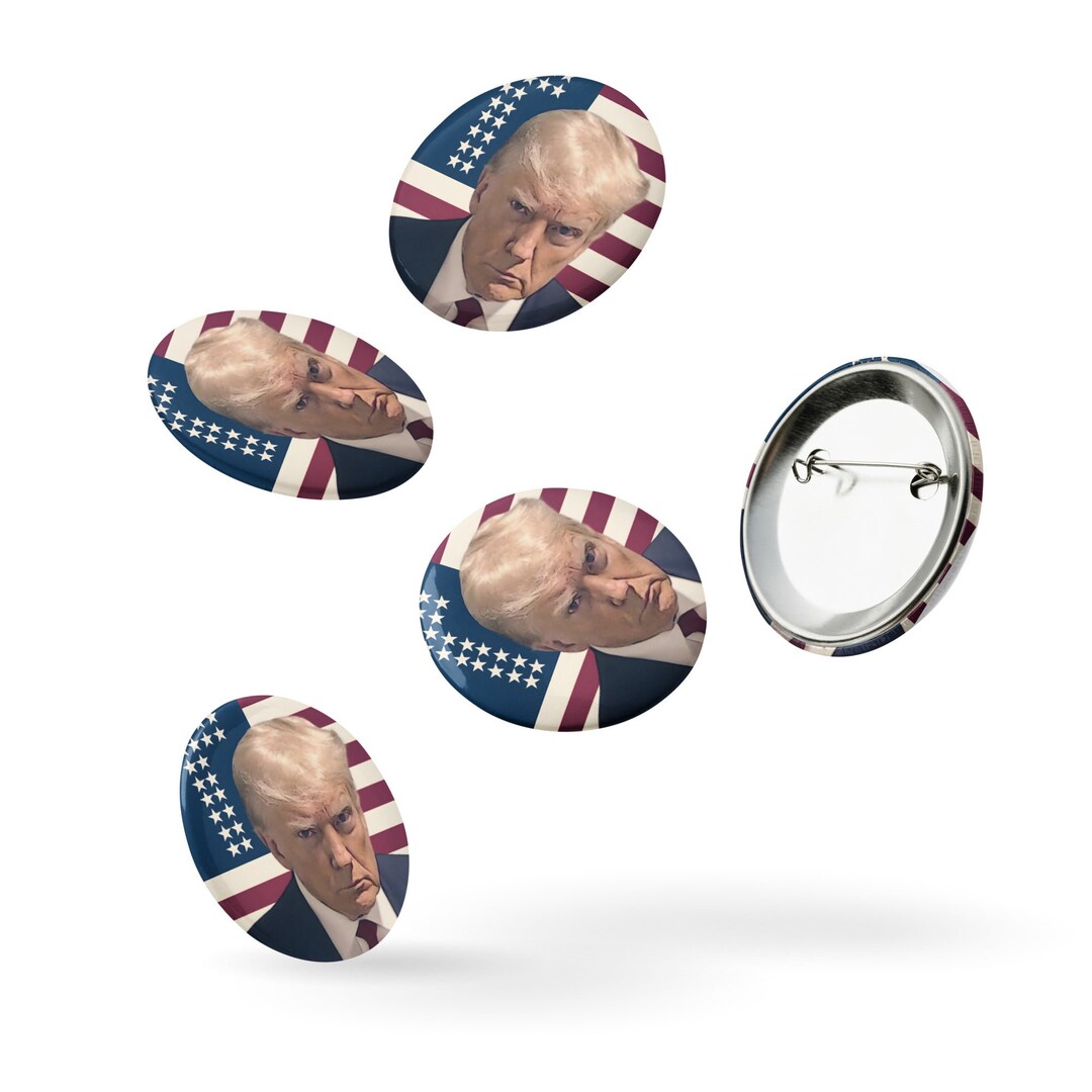 Trump Mugshot Buttons Donald Pin Buttons Rally USA Flag President 2024 ...