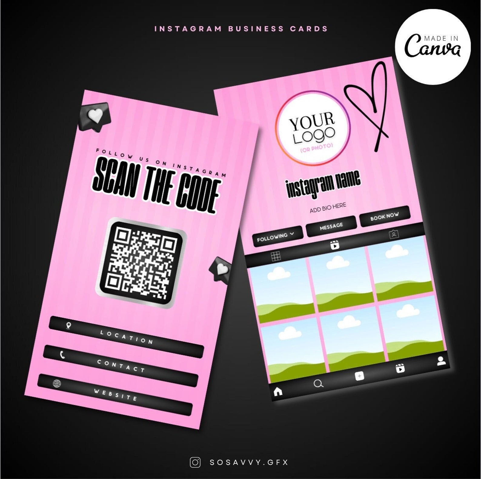 Editable IG Business Card, Instagram Business Cards, DIY Business Cards ...