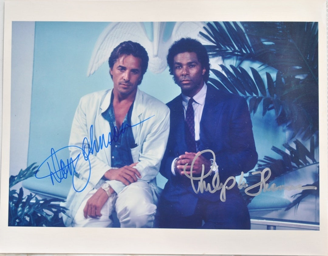 MIAMI VICE CAST Signed Photo X2 - Don Johnson & Philip Michael Thomas W ...