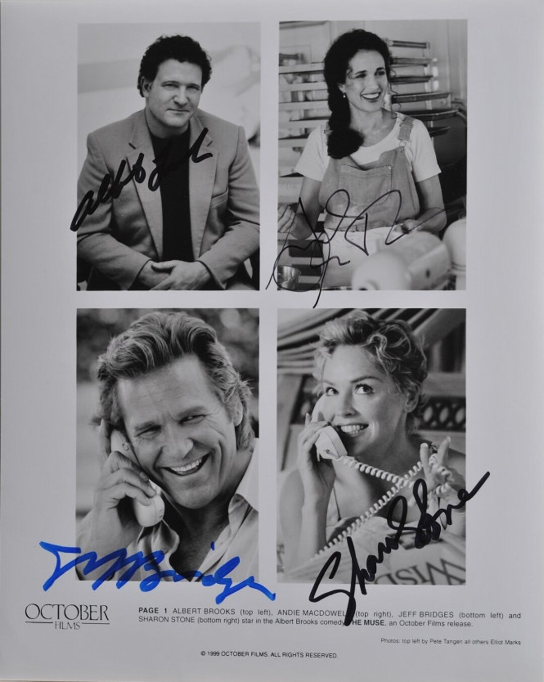 THE MUSE CAST Signed Photo - S. Stone, J. Bridges, A. Brooks, A ...