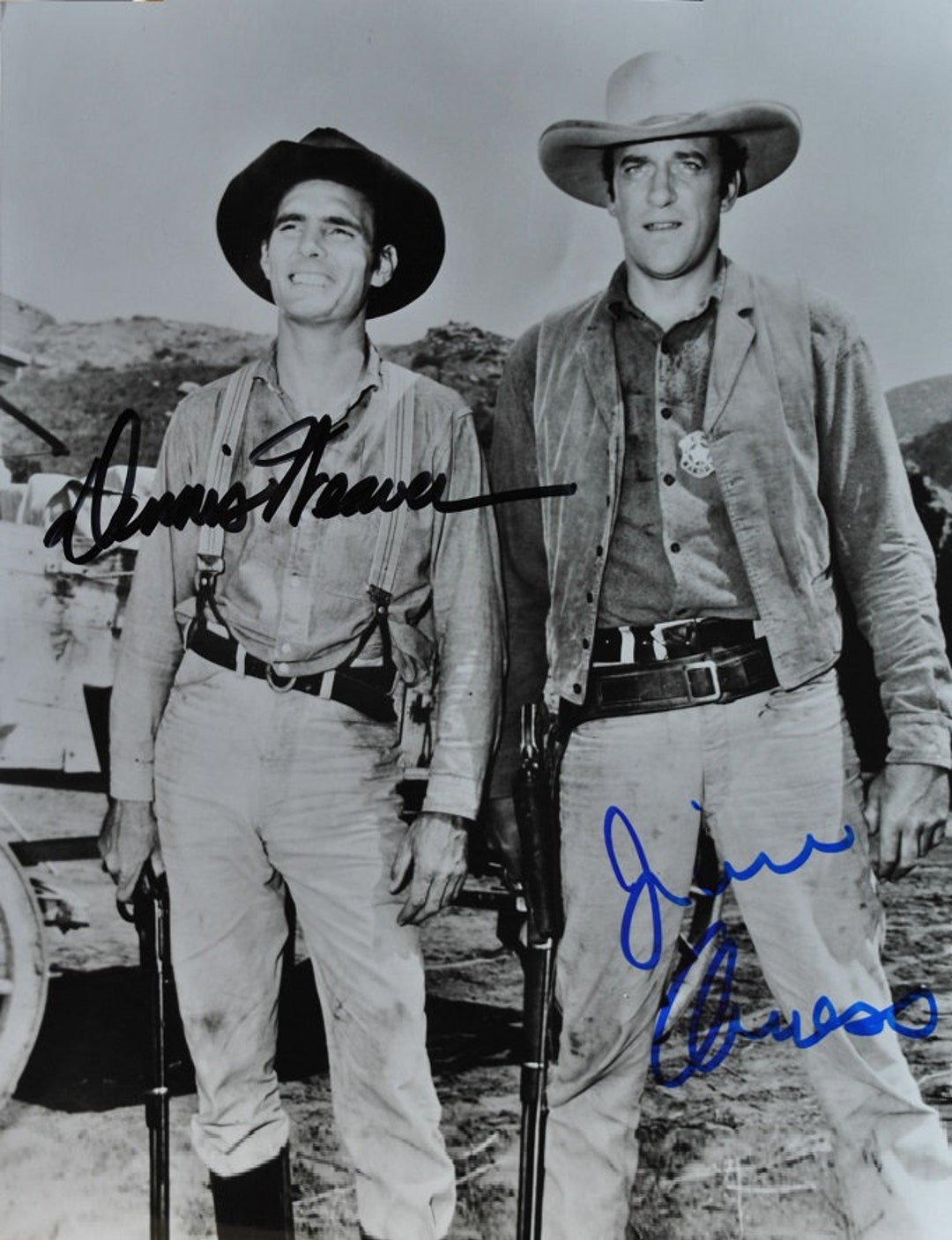 GUNSMOKE CAST Signed Photo X2 - James Arness, Dennis Weaver W/coa - Etsy