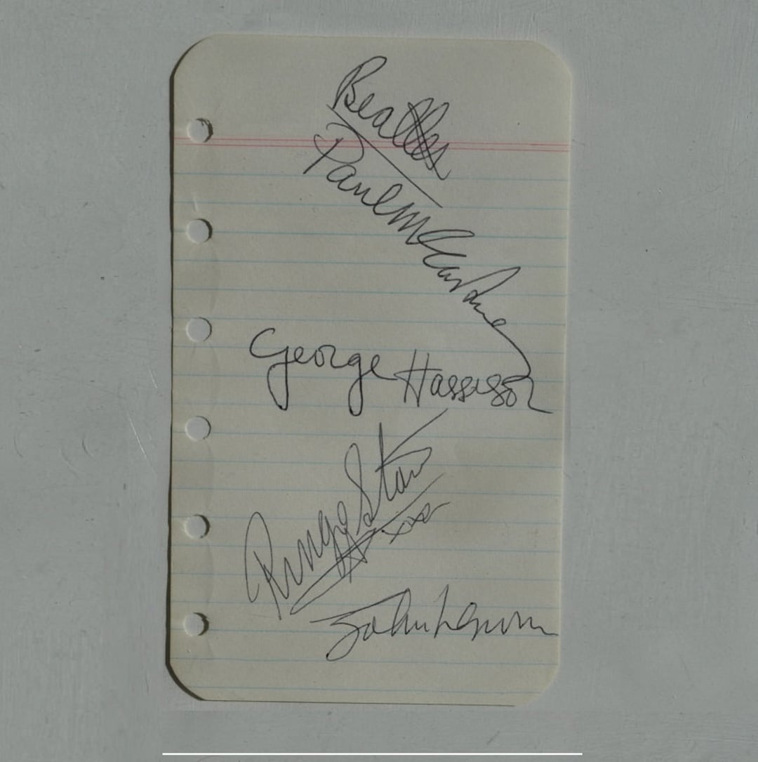 THE BEATLES Signed Page and Photo - John Lennon, George Harrison ++ W ...