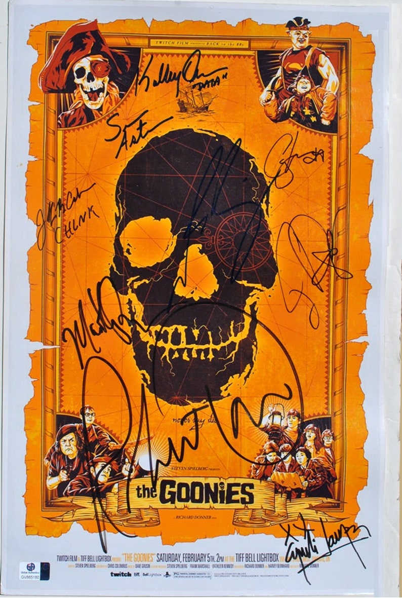 GOONIES CAST Signed Poster X9 - Sean Astin, Corey Feldman 11"x17" W/coa ...