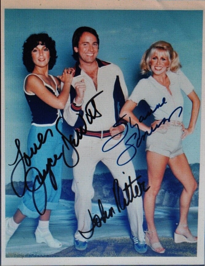 THREES COMPANY Cast Signed Photo X3- John Ritter, Susan Somers, Joyce ...