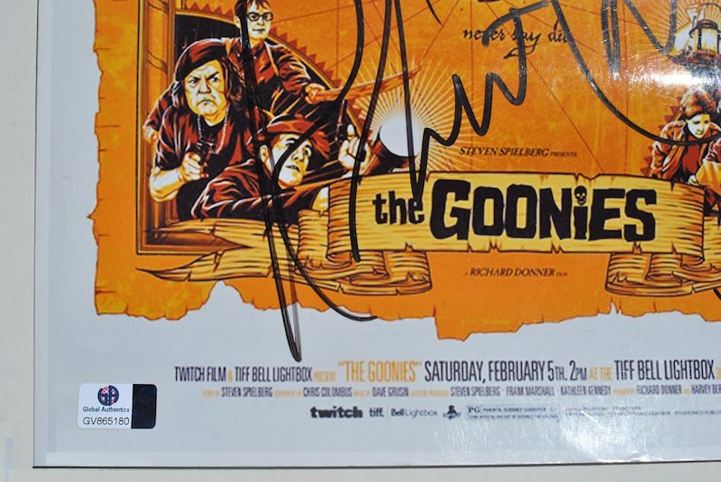 GOONIES CAST Signed Poster X9 - Sean Astin, Corey Feldman 11"x17" W/coa ...