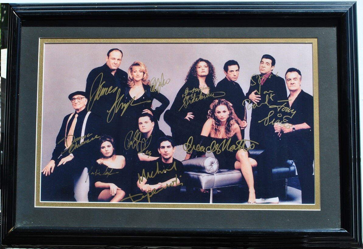 THE SOPRANOS CAST Signed Framed Photo X11 James Gandolfini, Edie Falco ...