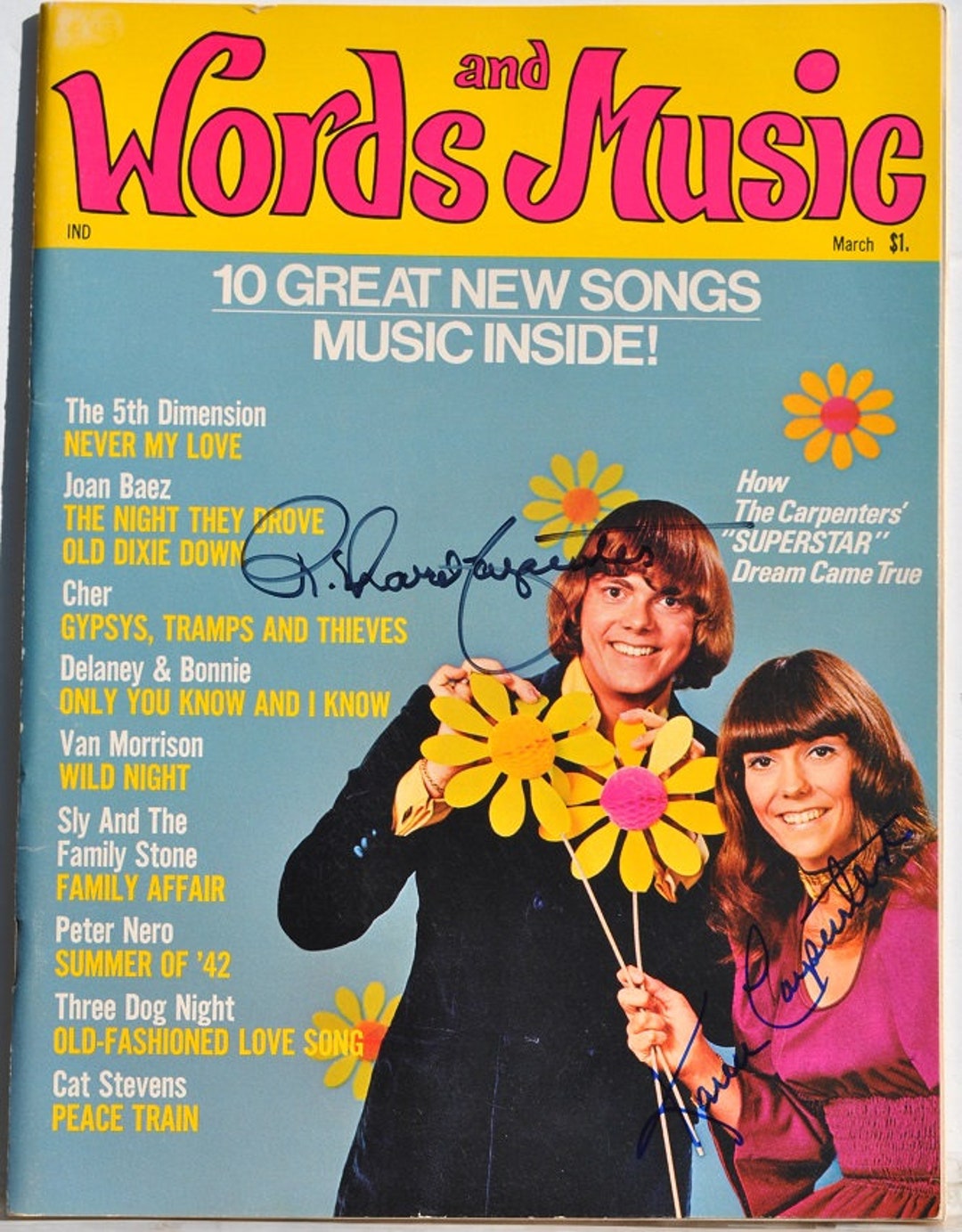 THE CARPENTERS Signed Music Magazine X2 – Karen Carpenter, Richard ...
