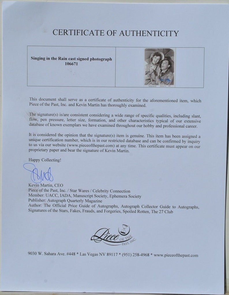 SINGIN in the RAIN Cast Signed Photo X2 - Gene Kelly, Debbie Reynolds W/coa - Etsy