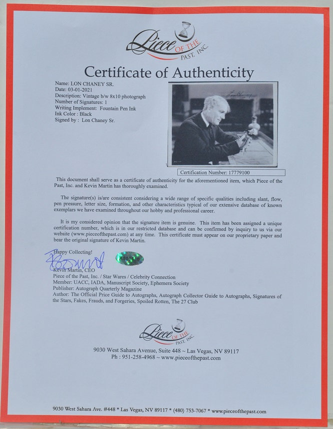 Lon CHANEY Sr. Signed Photo - the Man of a THOUSAND Faces W/coa - Etsy