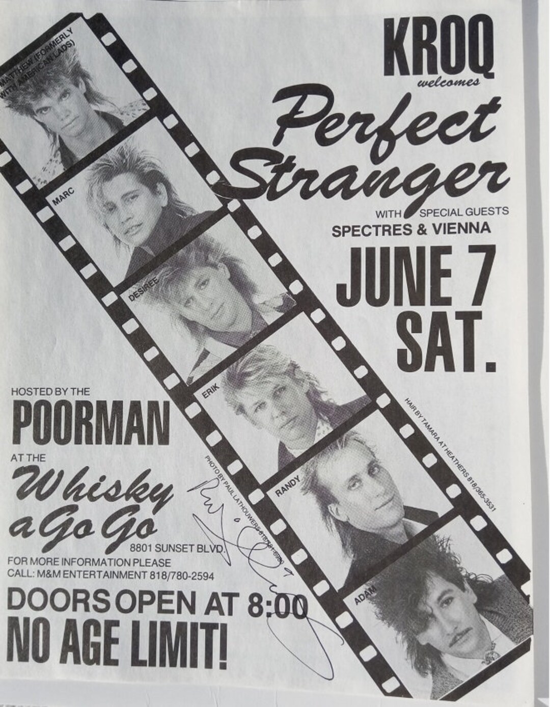Perfect Stranger 1980's L.A. Band Signed Promotional Poster - Whiskey ...