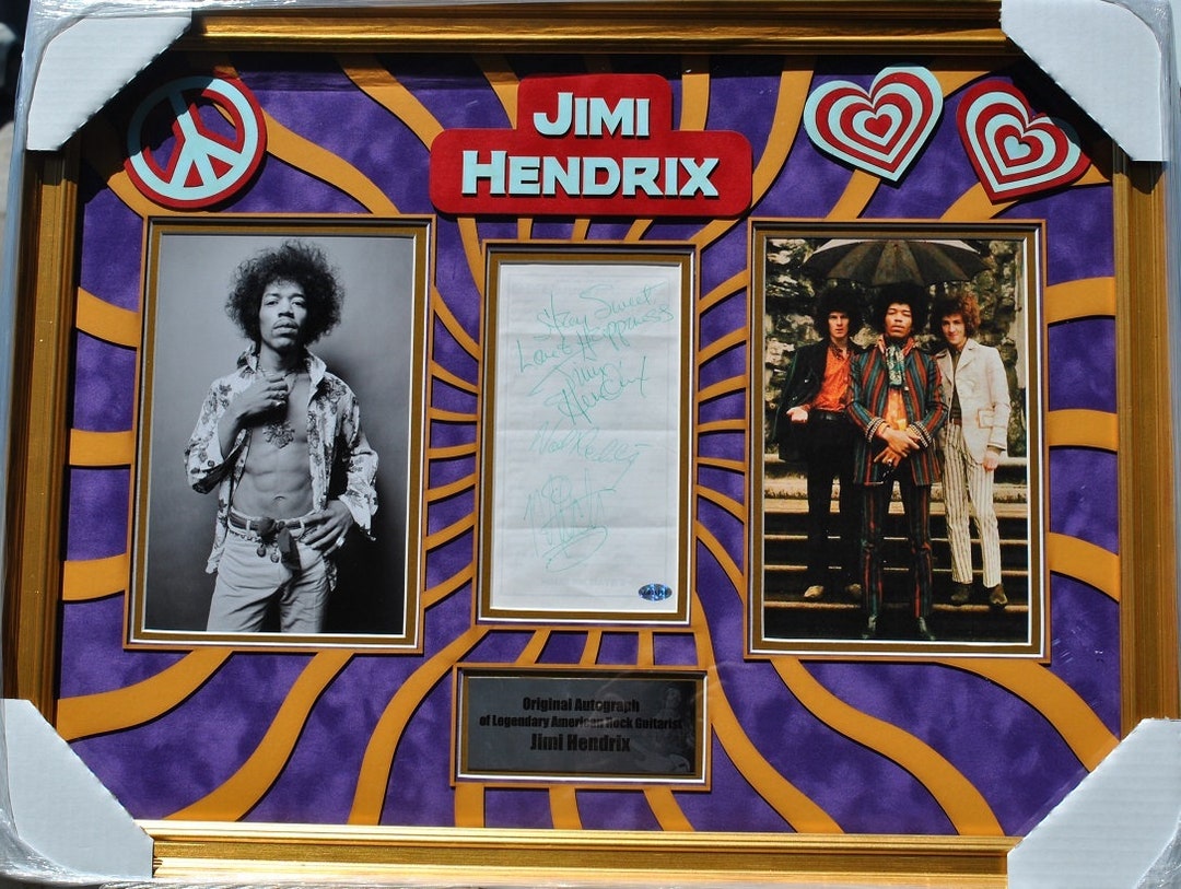 JIMI HENDRIX Signed Photo X3 Framed - Mitch Mitchell, Noel Redding W ...