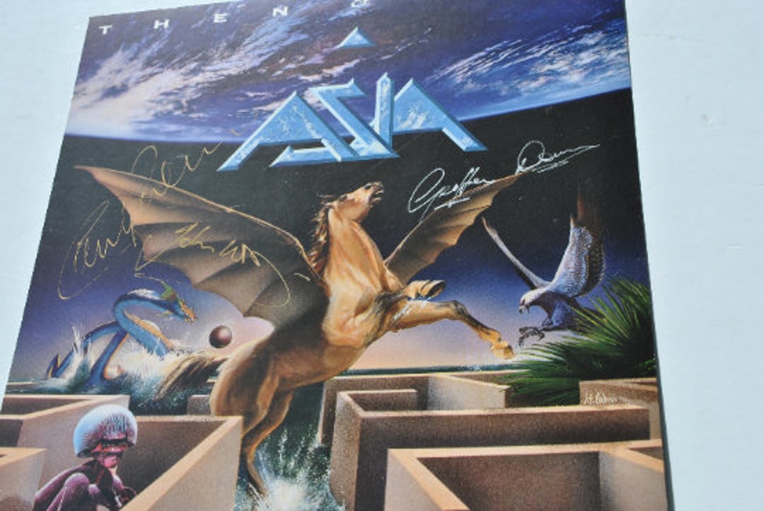 ASIA - THEN and NOW Signed Album Flat X3 - Geoff Downes, Carl Palmer ...