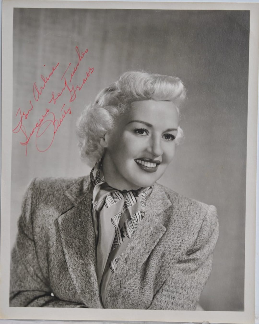 BETTY GRABLE Signed Autographed Photo Pin-up Girl W/coa - Etsy