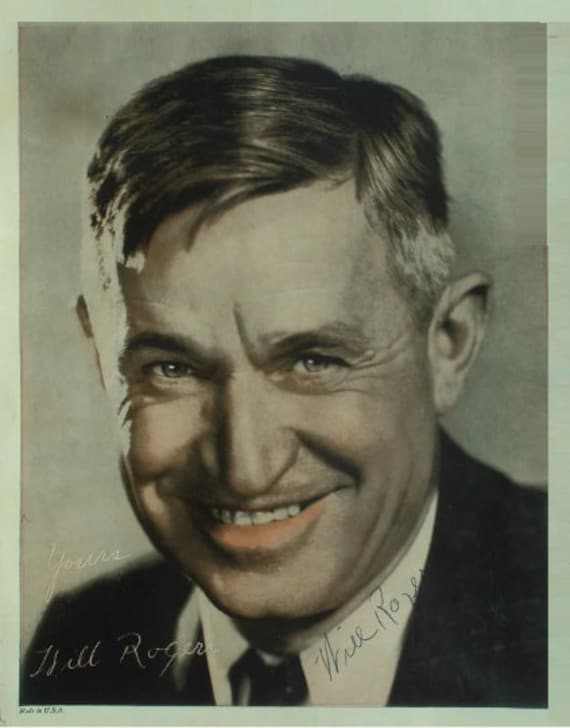 WILL ROGERS SIGNED Autographed Photo Newspaper Columnist - Etsy