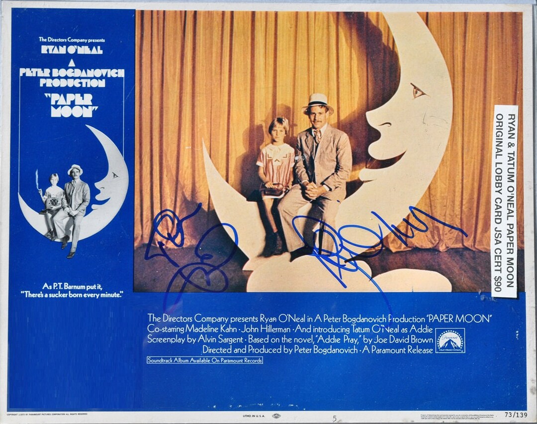 PAPER MOON CAST Signed Photo X2 - Ryan O'neal, Tatum O'neal 11"x14" W ...