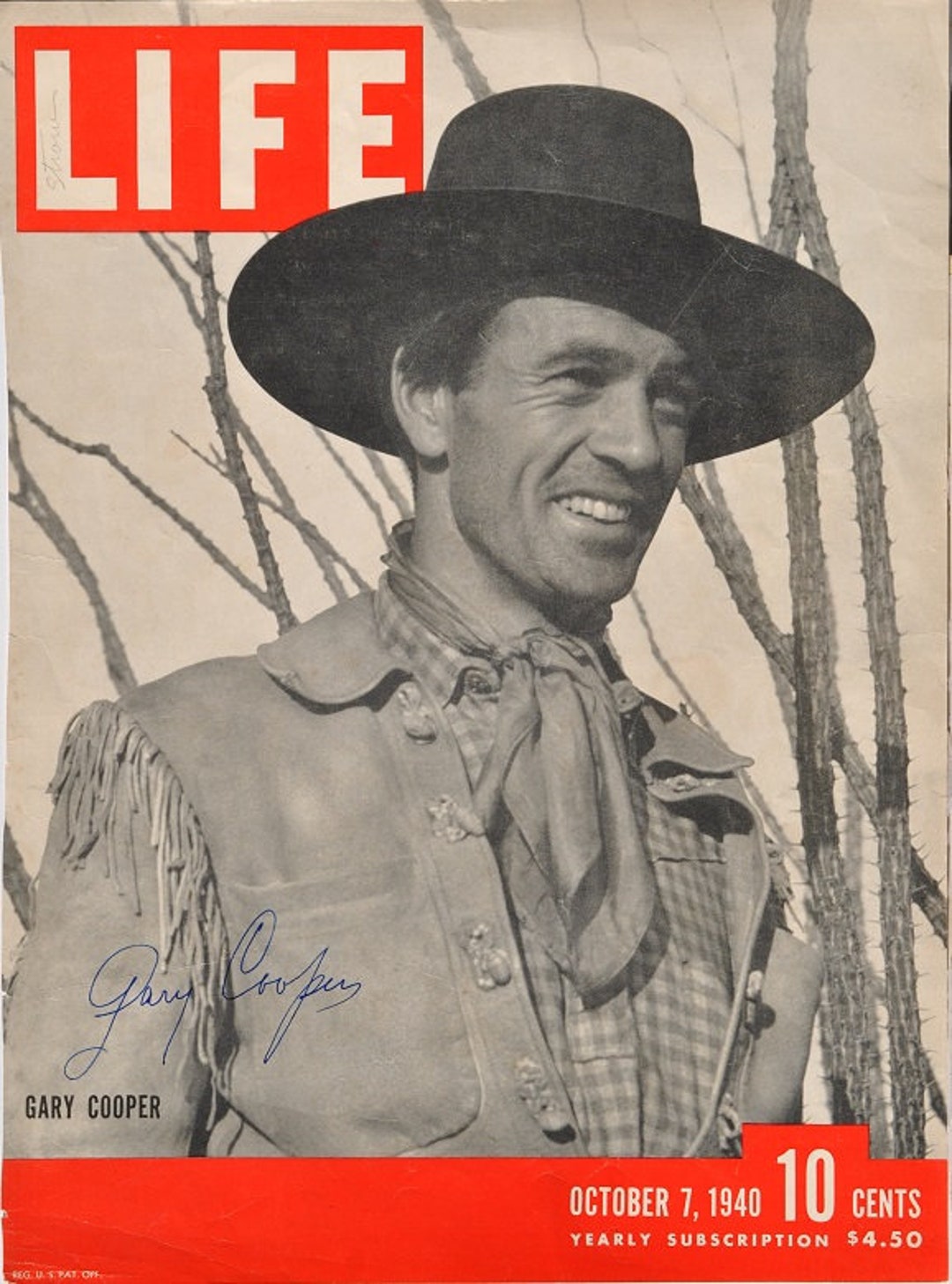 GARY COOPER SIGNED Magazine Cover - the Westerner - A Farewell to Arms ...