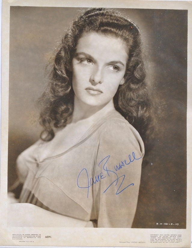 JANE RUSSELL Signed Photo Gentlemen Prefer Blondes Johnny Reno W/coa - Etsy