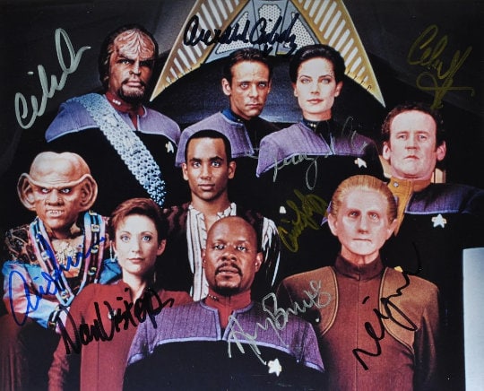 STAR TREK DS9 Cast Signed Photo X9 Avery Brooks, Nana Visitor, Rene ...