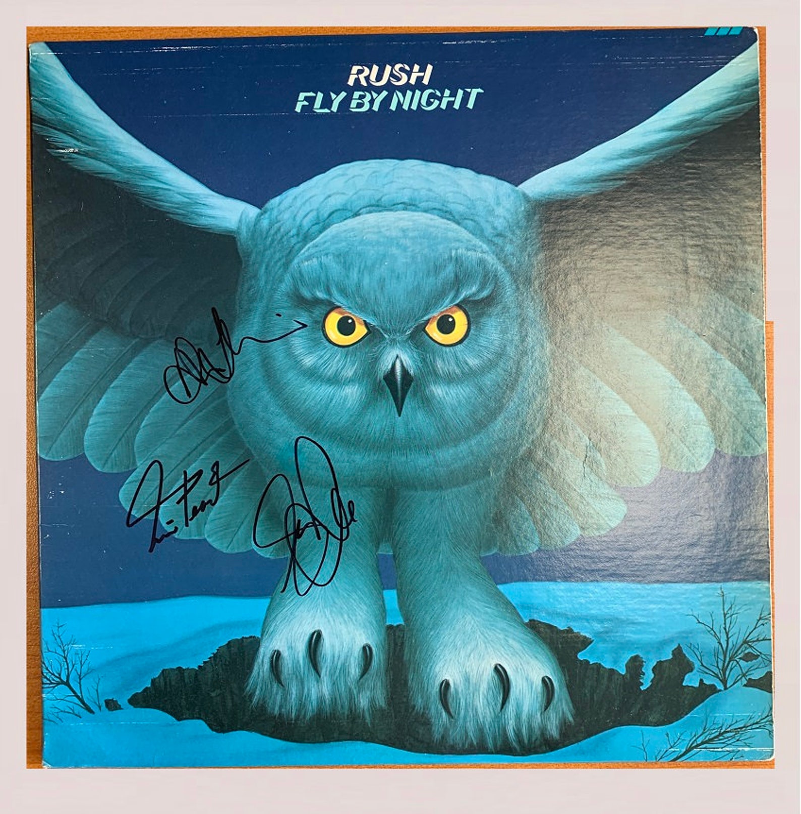 RUSH – FLY by NIGHT Album Signed X3- Geddy Lee, Alex Lifeson, Neil ...