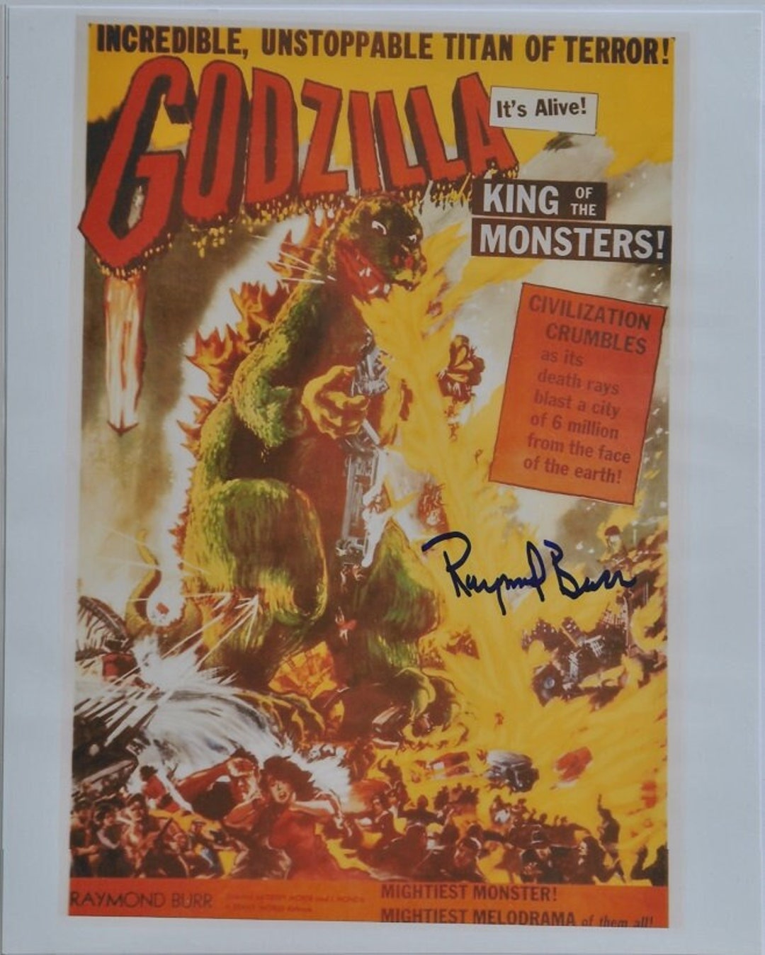 RAYMOND BURR SIGNED Photo Godzilla, King of the Monsters W/coa - Etsy