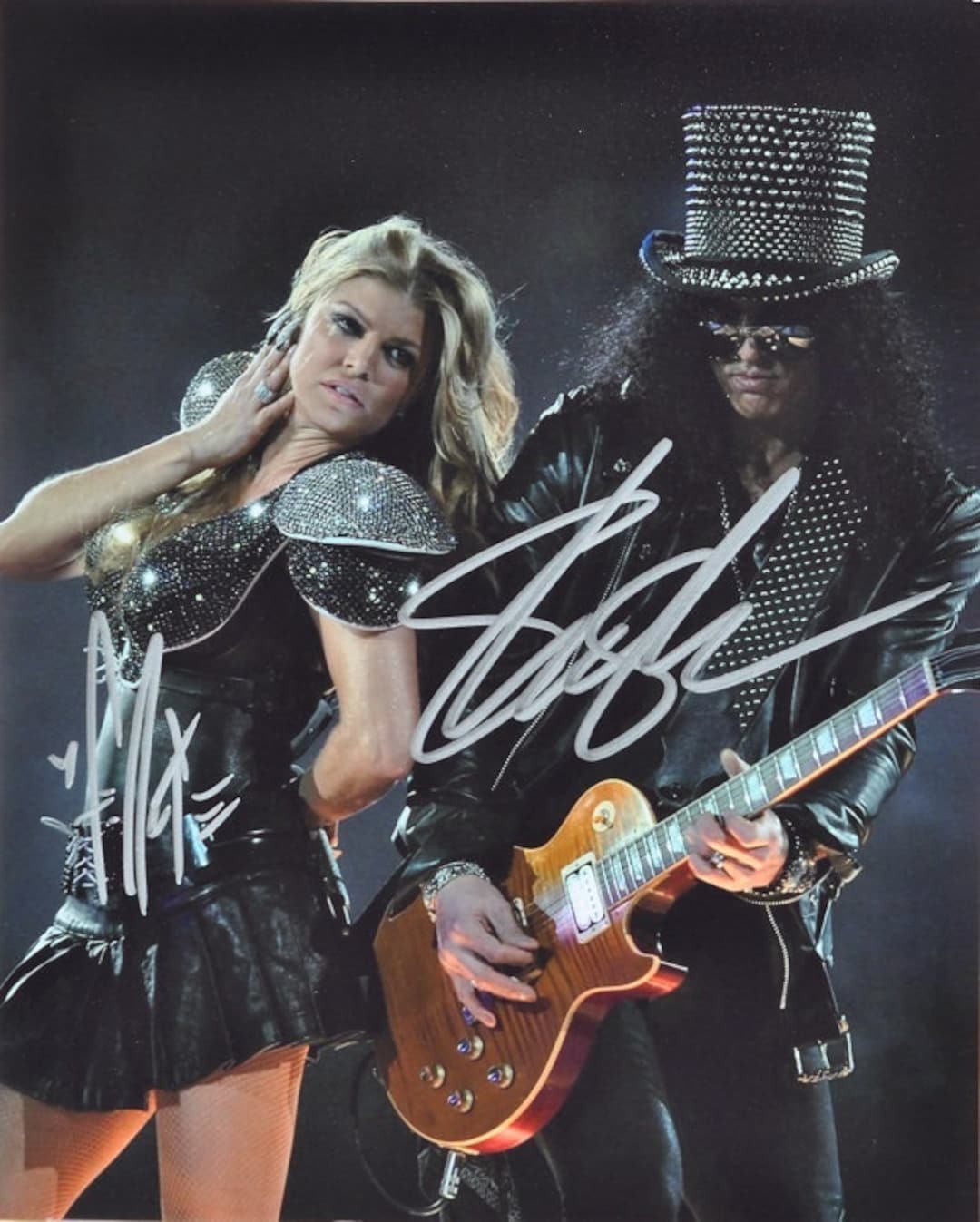 SLASH & FERGIE SIGNED Photo X2 - Black Eyed Peas - Guns N Roses W/coa ...