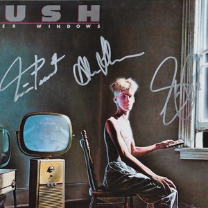RUSH - POWER WINDOWS Album Signed X3- Geddy Lee, Alex Lifeson, Neil ...