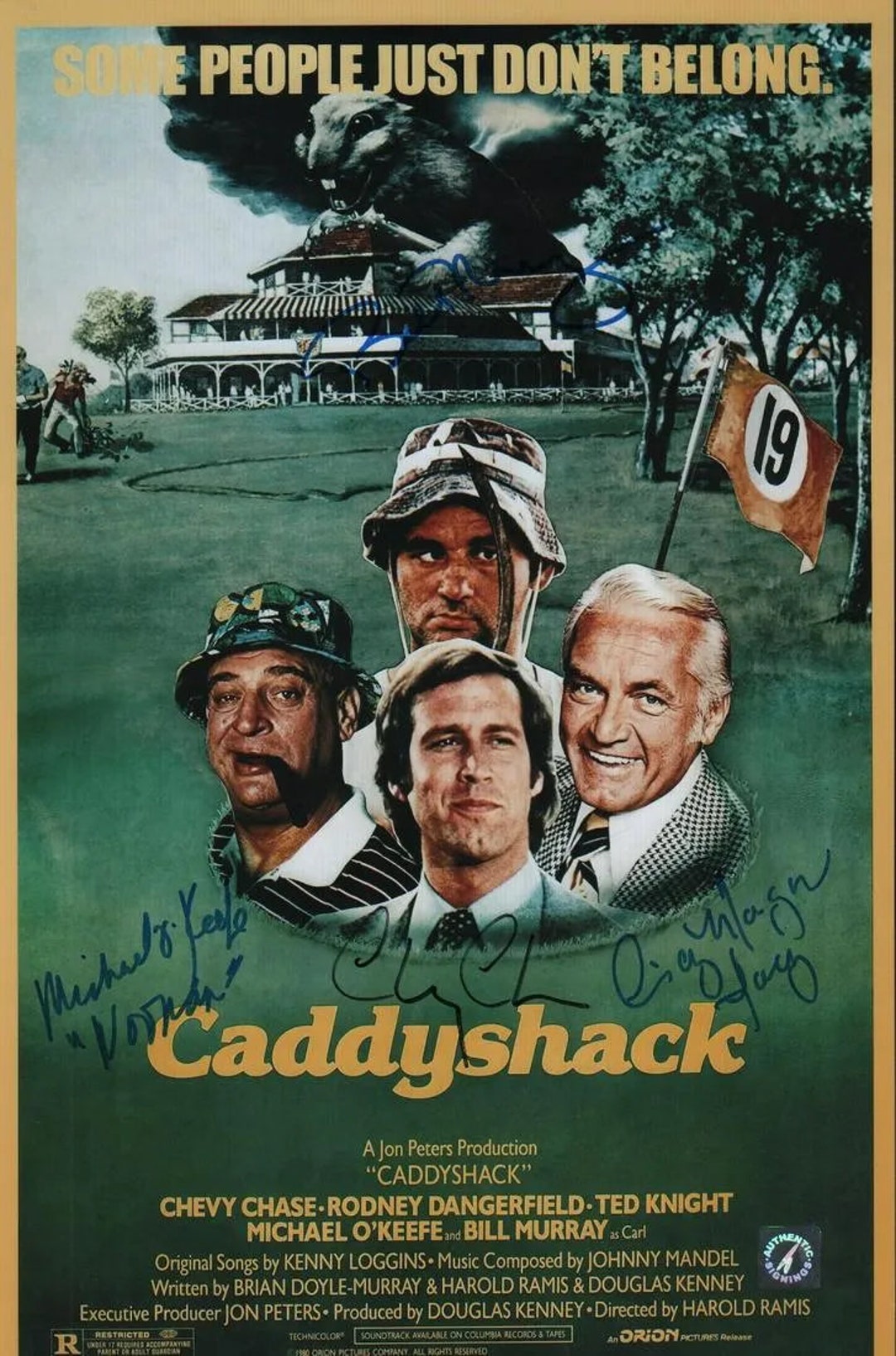 CADDYSHACK CAST Signed Posterr X4 - Bill Murray, Chevy Chase, Michael O ...