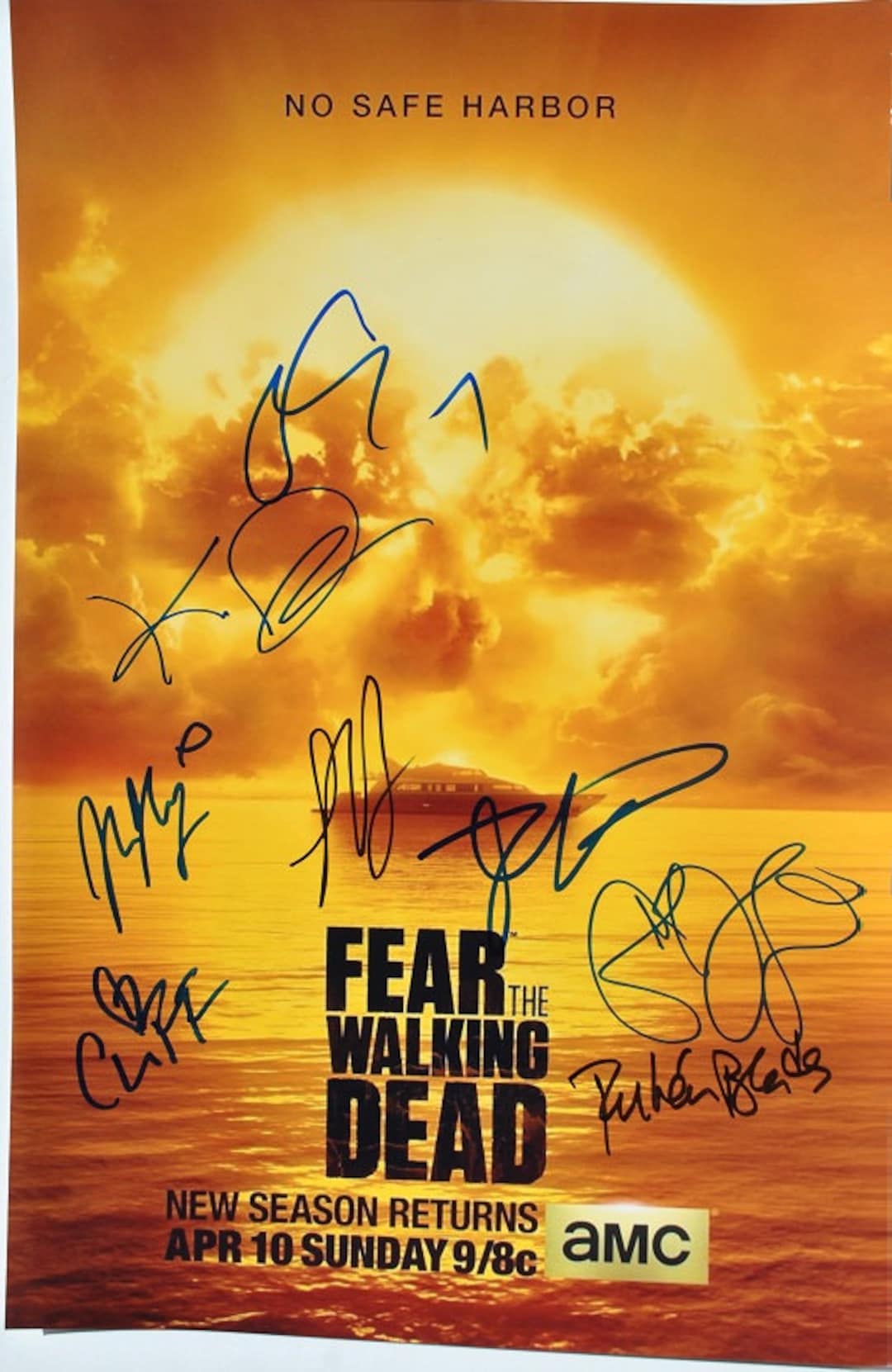 FEAR the WALKING DEAD Cast Signed Poster X7 - Kim Dickens, Cliff Curtis ...