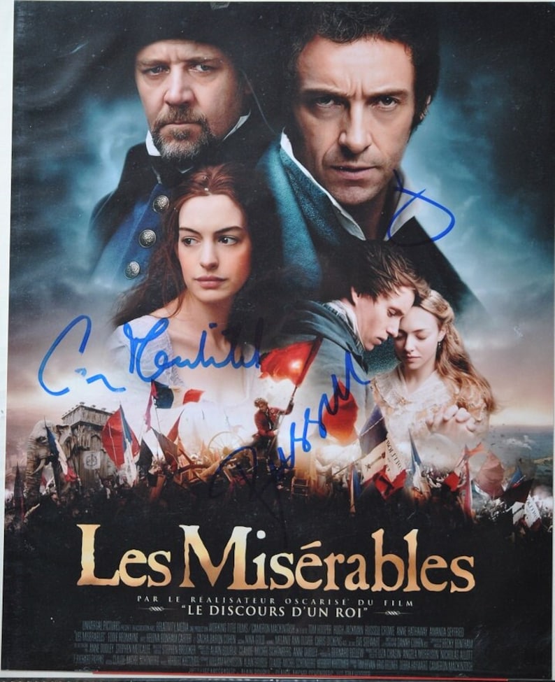 LES MISERABLES CAST Signed Photo X3 - Hugh Jackman, Russell Crowe, Tom ...