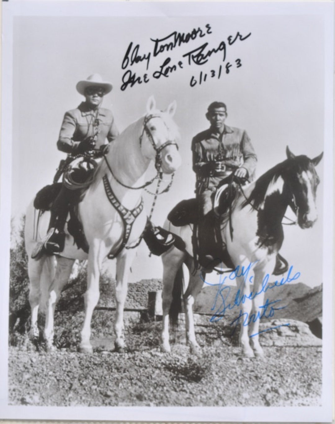 THE LONE RANGER Cast Signed Photo - Clayton Moore, Jay Silverheels W ...