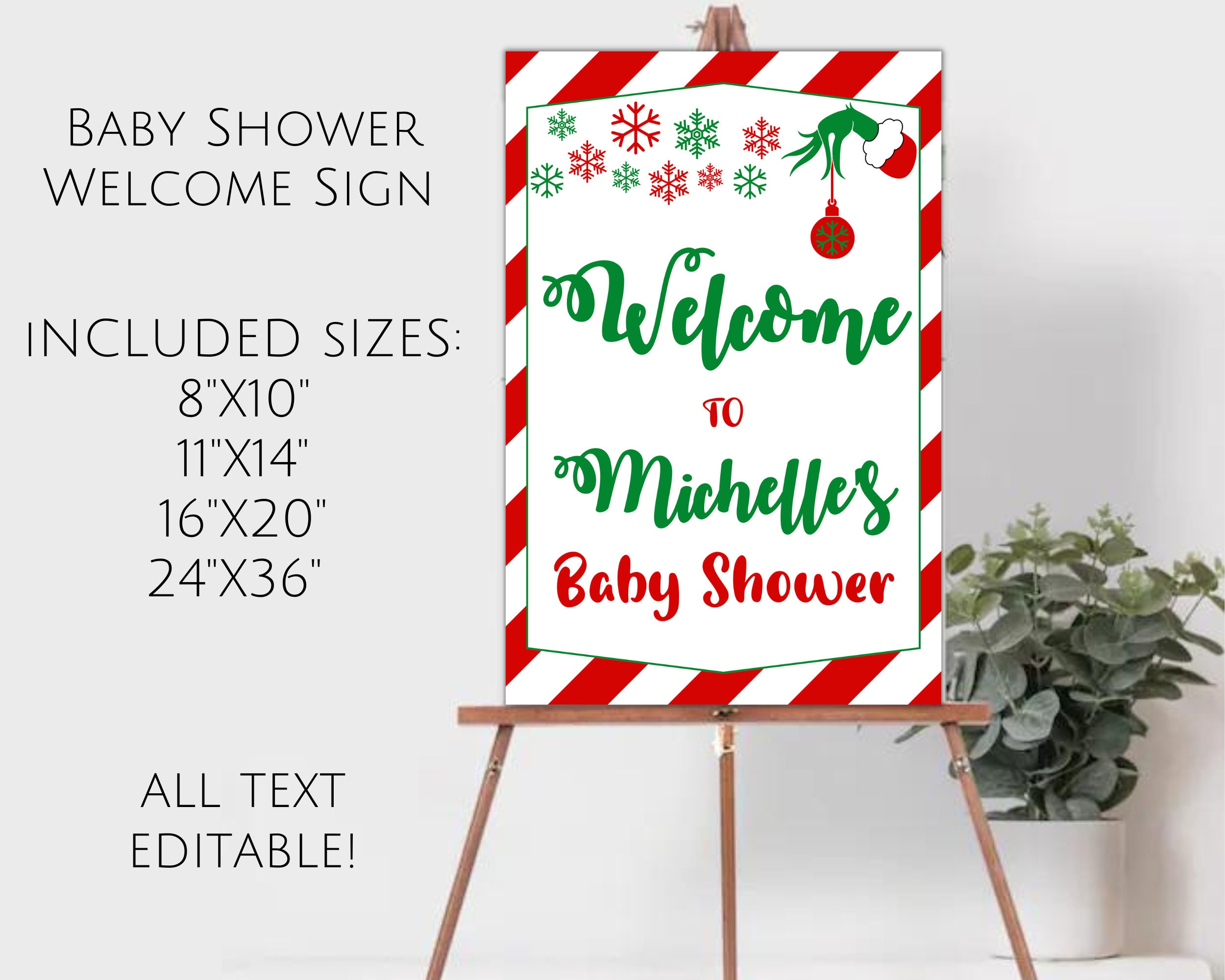 Grinch Baby Shower Welcome Sign, Grinchmas Baby Shower, Christmas Baby ...