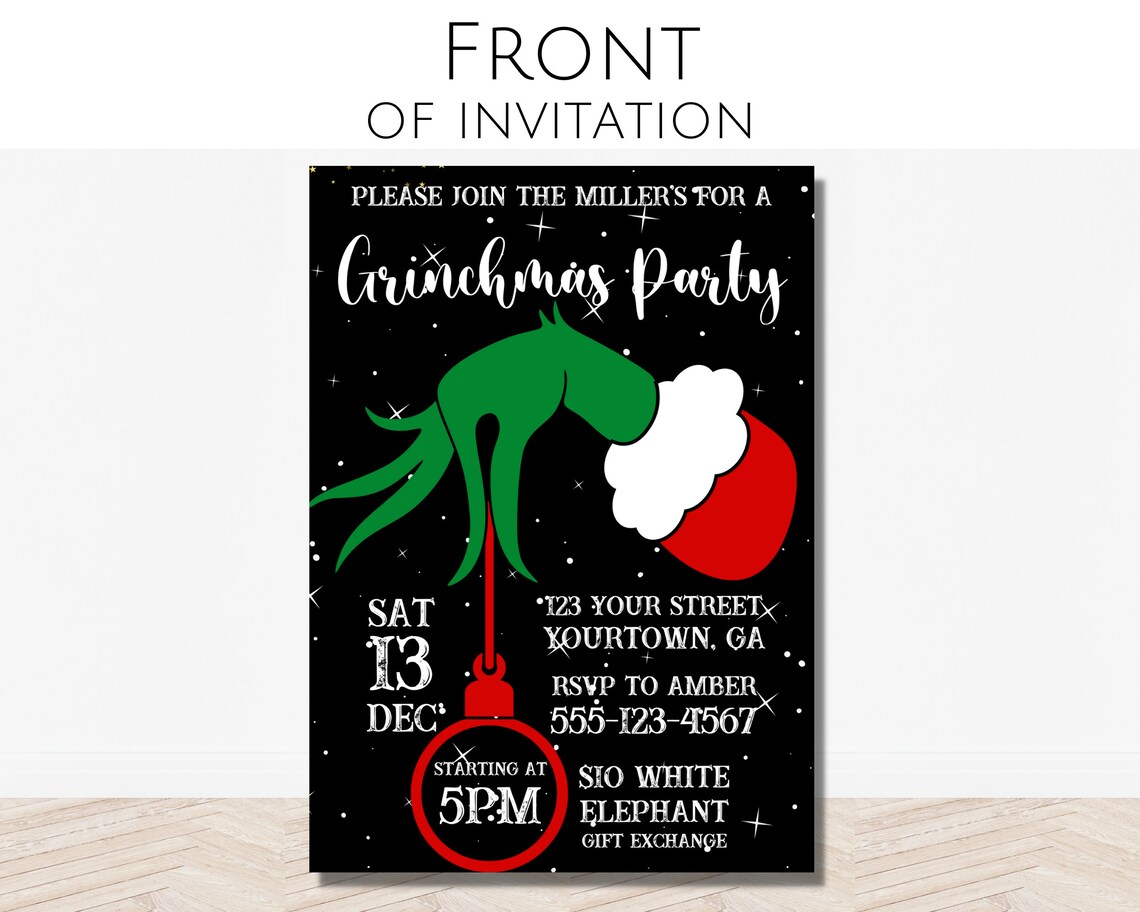 Grinchmas Party Invitation Christmas Party Invitation Merry - Etsy