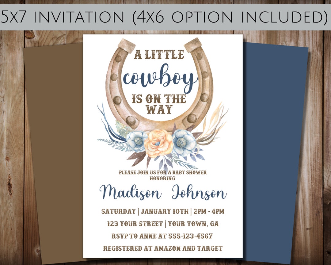 Cowboy Baby Shower Invitation, Western Themed Party Invitation, Western ...