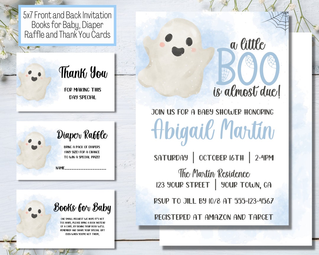 EDITABLE A Little Boo is Almost Due Baby Shower Invitation Set, Cute ...
