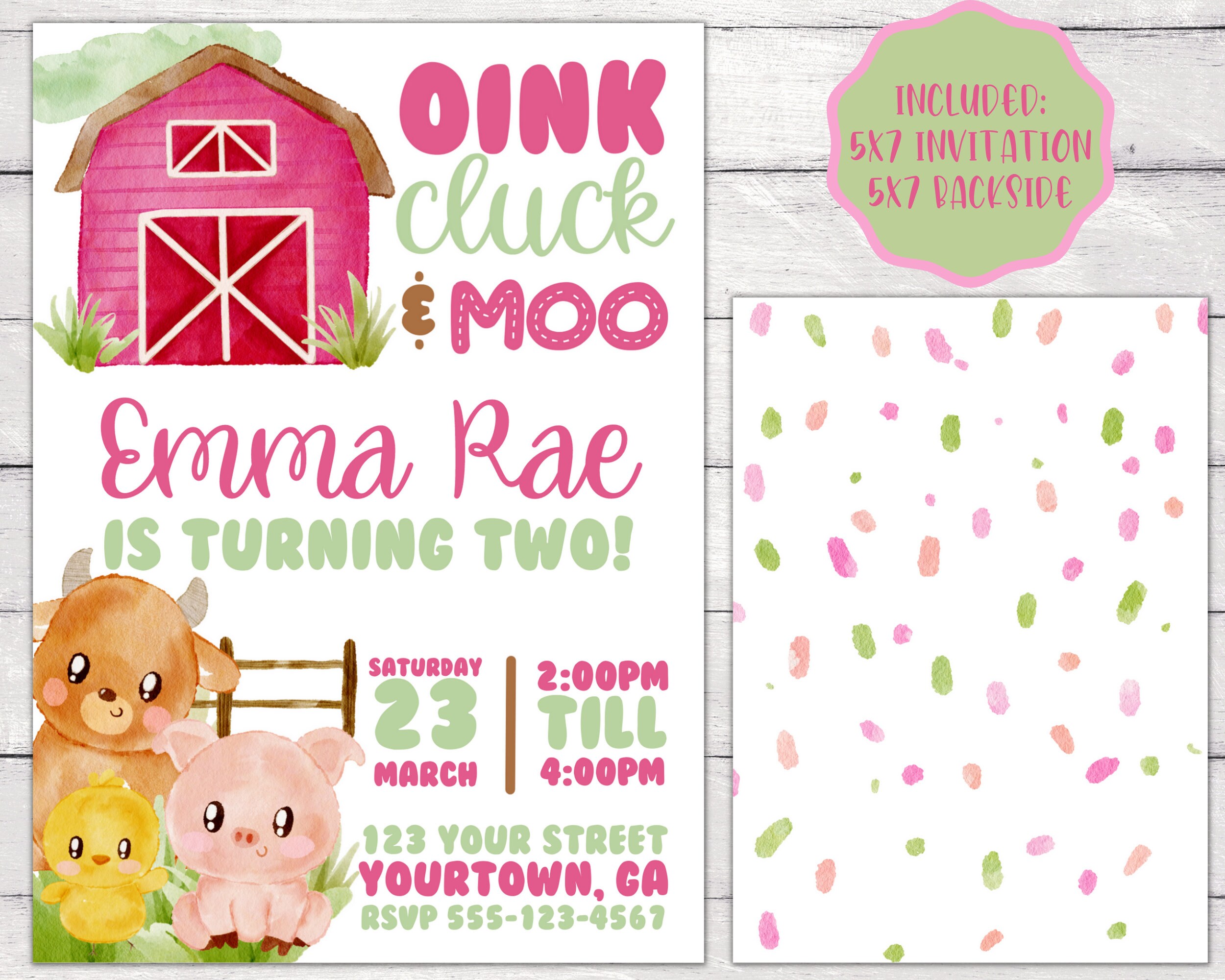 EDITABLE Farm Birthday Invitation, Girl Farm Birthday Party Invite ...