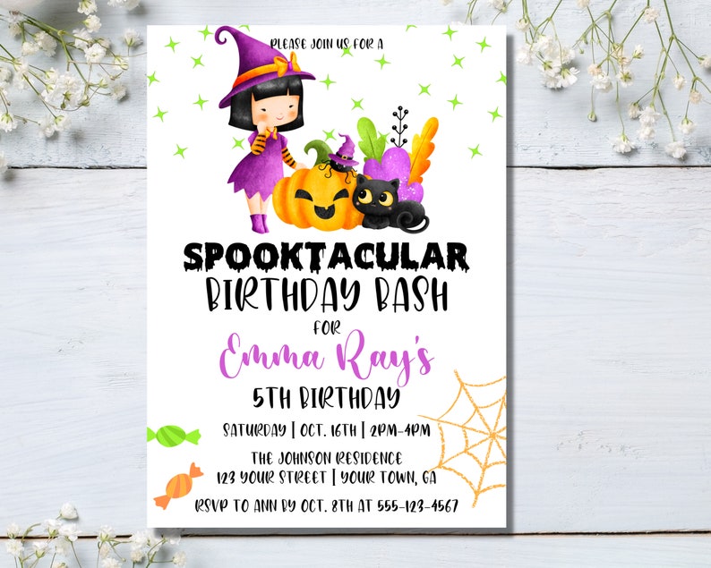 Editable Halloween Birthday Invitation Pink Ghost Costume - Etsy
