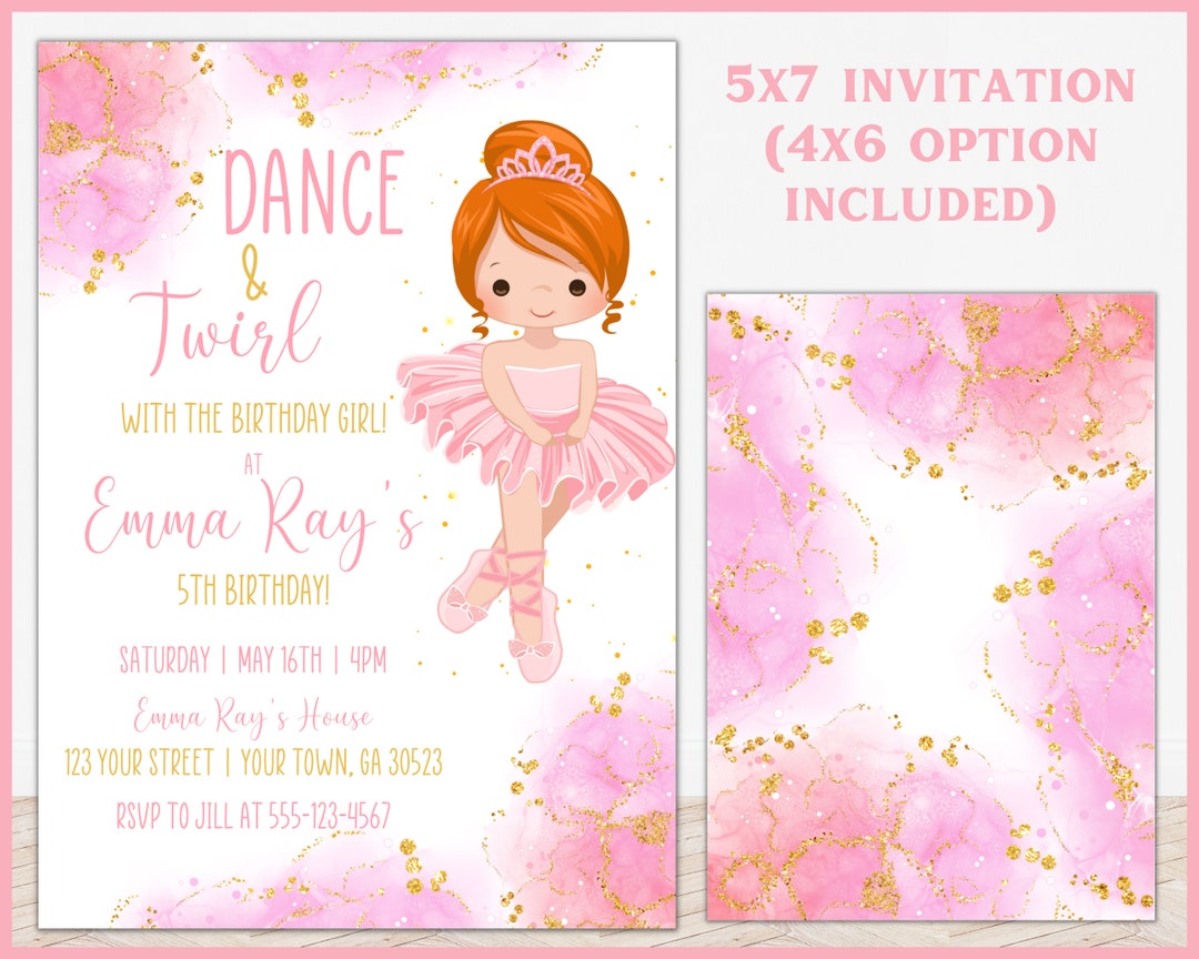 Ballerina Birthday Invitation Template Printable, Ballet Birthday ...