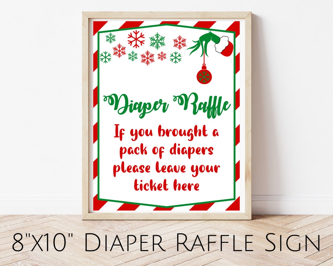 Grinch Baby Shower Diaper Raffle Table Sign, Grinchmas Baby Shower ...