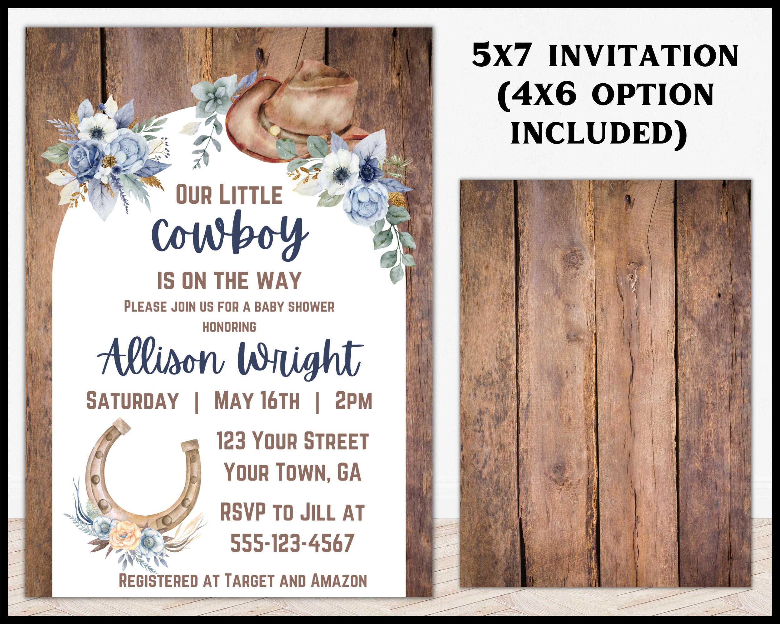 Cowboy Themed Baby Shower Invitation, Western Baby Shower Invitation ...