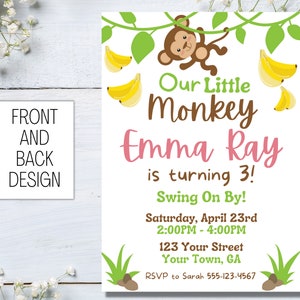 Monkey Birthday Invitation, Our Little Monkey Invitation, Jungle Safari ...