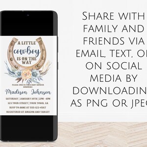 Cowboy Baby Shower Invitation, Western Themed Party Invitation, Western ...