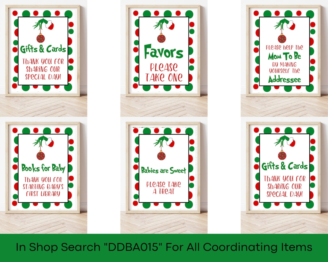 Grinch Baby Shower Diaper Raffle Table Sign, Grinchmas Baby Shower ...