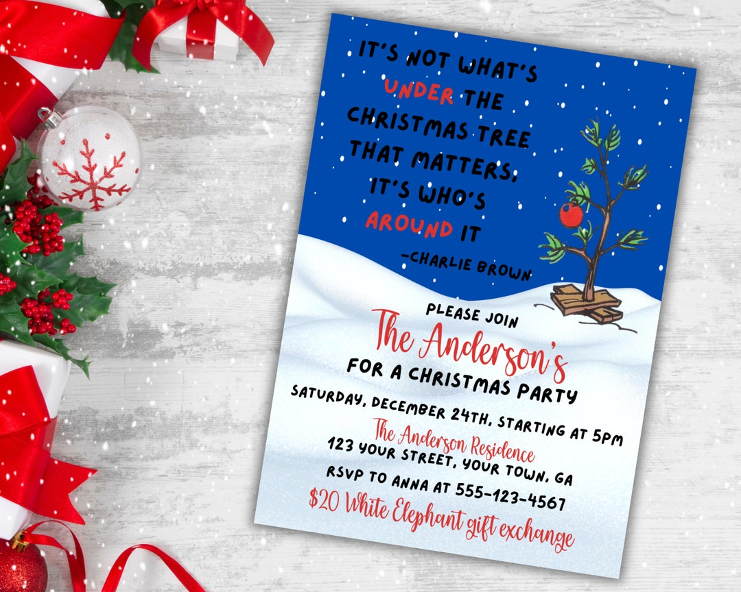 Christmas Party Invitation Charlie Brown Christmas Party Friendsmas ...